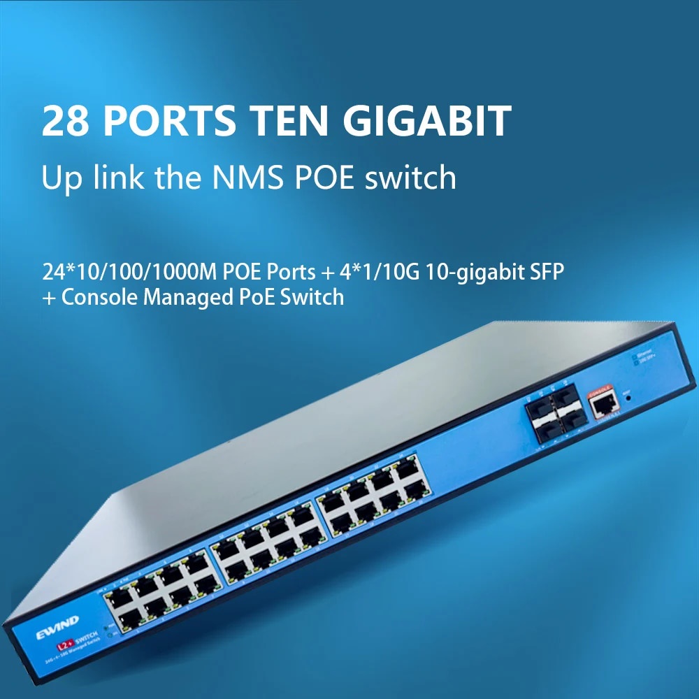 Gigabit L2+ Managed POE Switch 24*10/100/1000M Base-T RJ45 Ports with 4 ...