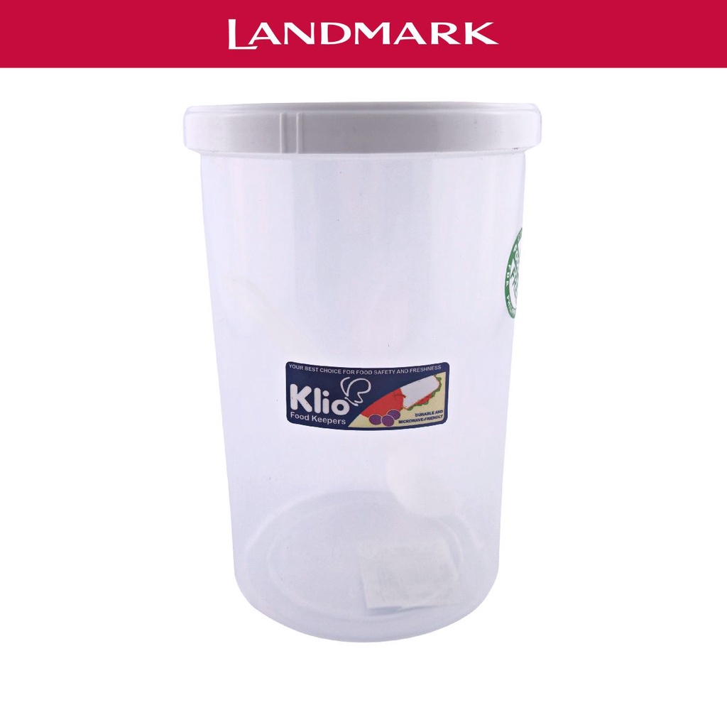 Klio Twist Cap Round Food Keeper Tall 900ml with Spoon - 10.3 x 10.3 x ...