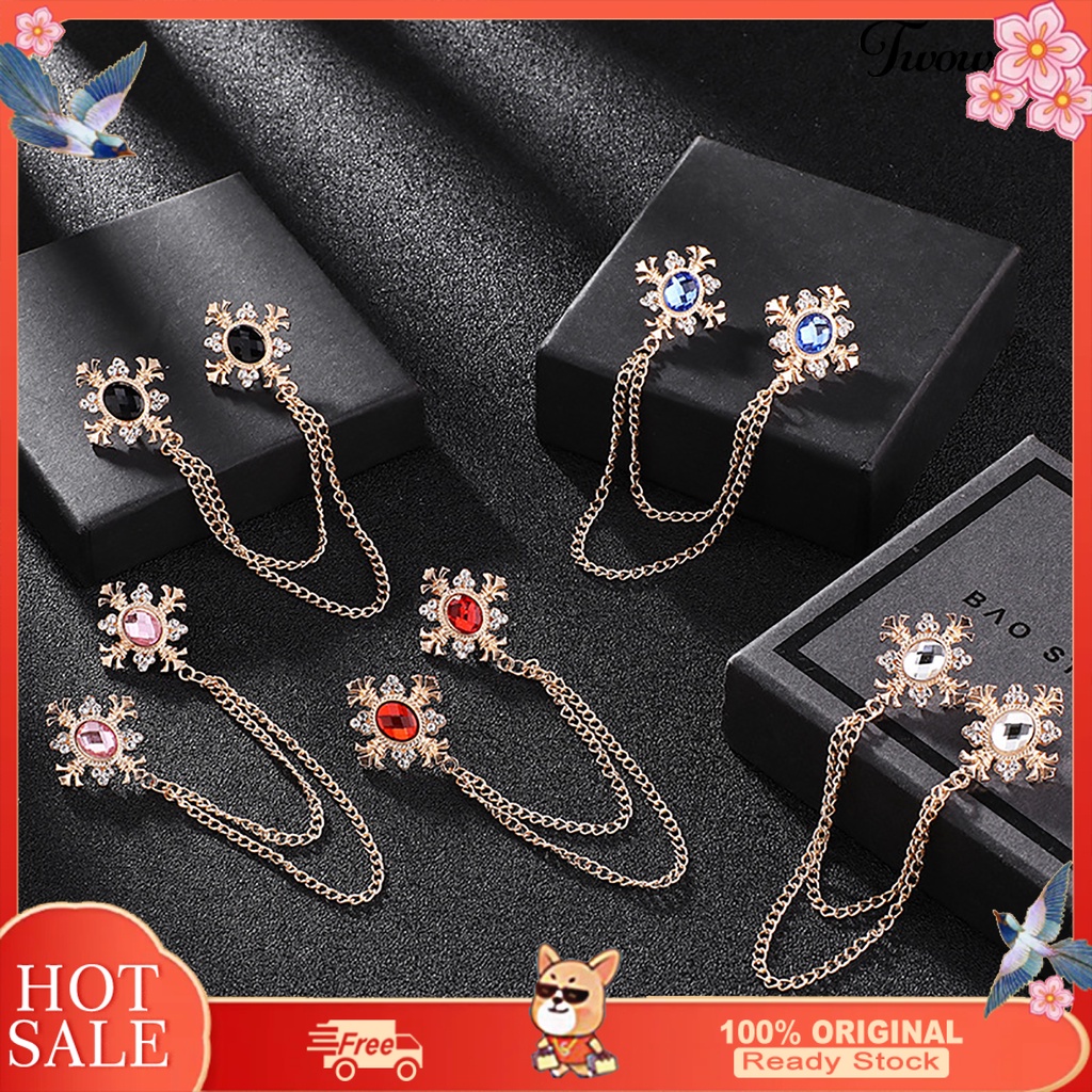 TTPH Attractive Easy Match Collar Brooch Women Men Rhinestone Decor ...