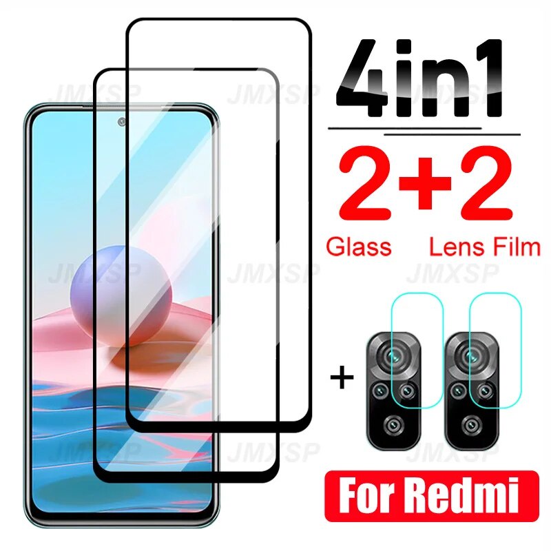 4in1 Protective Glass For Xiaomi Redmi Note 10 Pro Max 10S 10T Tempered ...