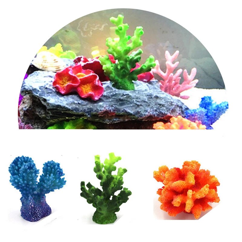 웃Fish Tank Decorations Small Simulated Corals Ornaments Underwater ...