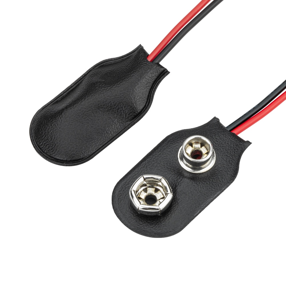 DAIER Heavy Duty 9V Battery Snap Black Color 9 Volt I-Type PVC Soft ...