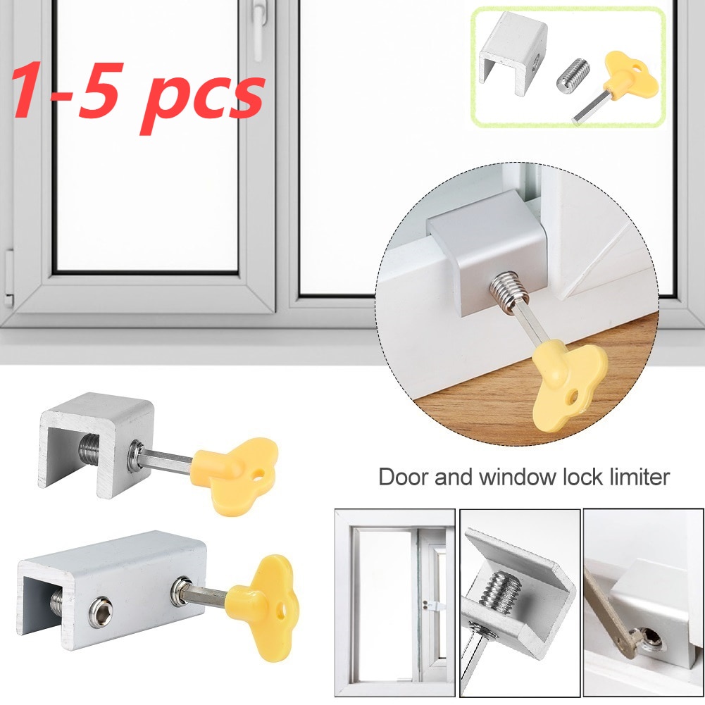 1-5PCS Adjustable Sliding Window Safety Lock Stop Aluminum Alloy Door ...