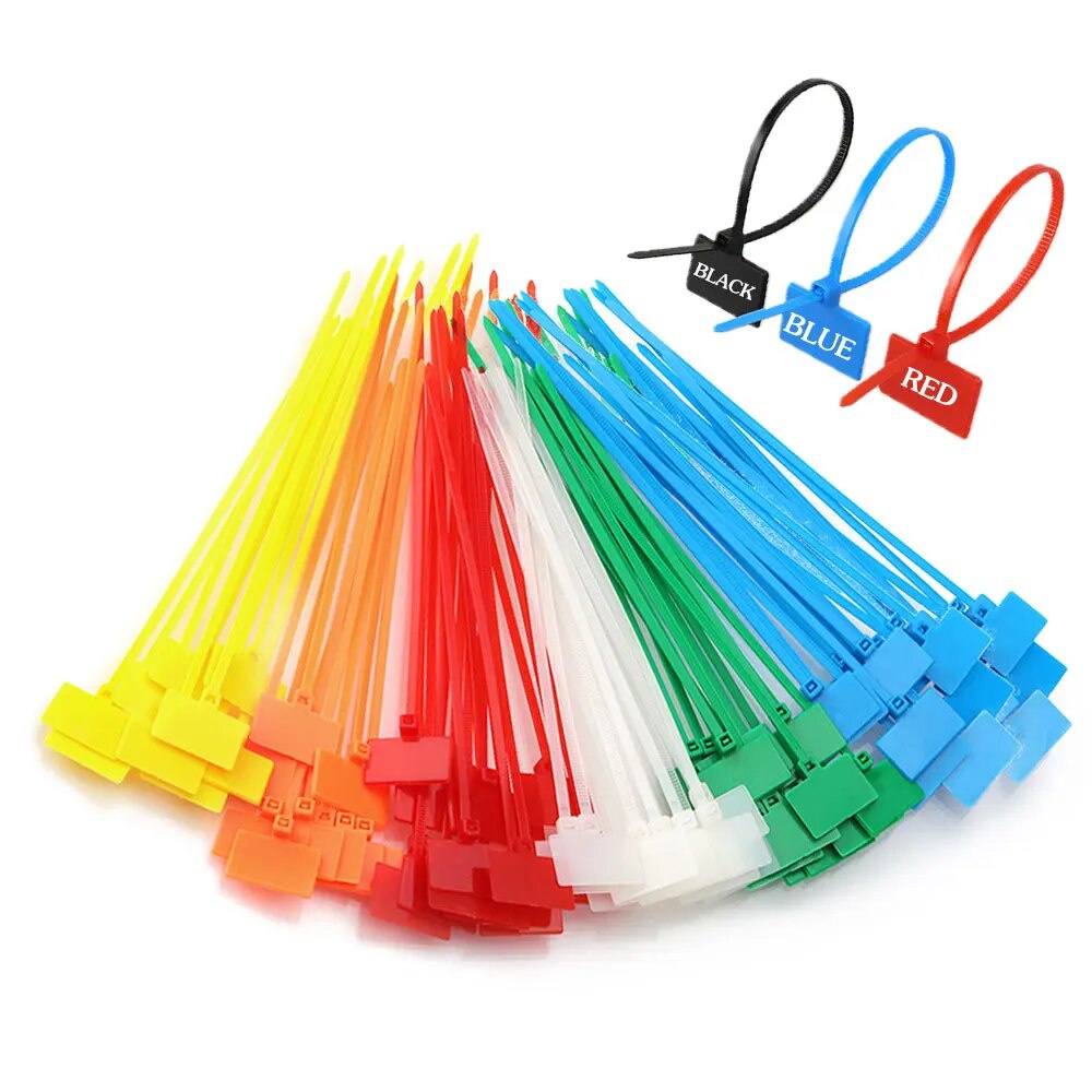 100pcs 25mm*150mm Easy Mark Nylon Cable Ties Tag Labels Plastic Loop ...