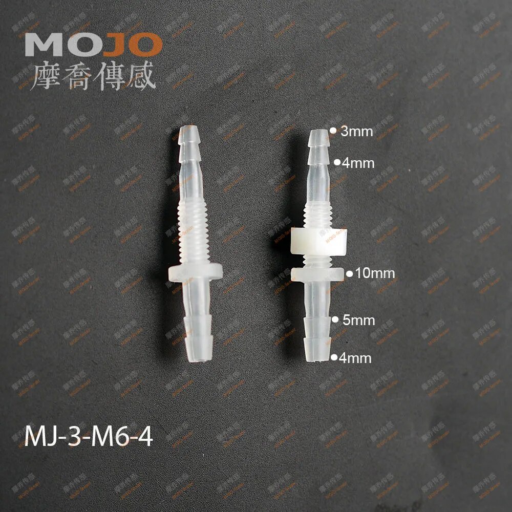 2020 (10pcs/Lots) MJ-3-M6-4 straight-through joint 3mm to 4mm to M6 male thread connector pipe ...