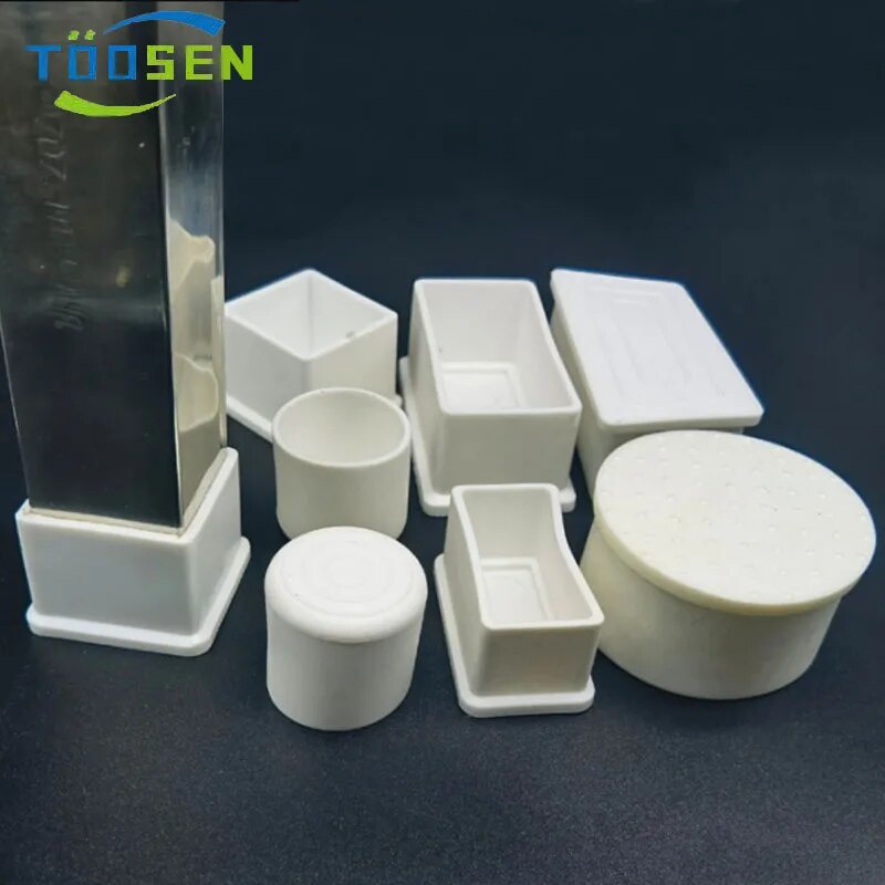 White PVC Rubber Chair Leg Tips Caps Square End Caps Pipe Cover Round ...