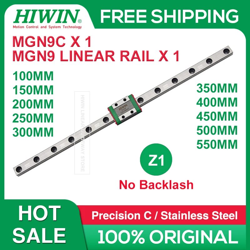 HIWIN MGN9C Z1 100 150MM 200 250 300 350 400MM 450 500MM 550MM HIWIN MGN9 Linear Guide Rail ...