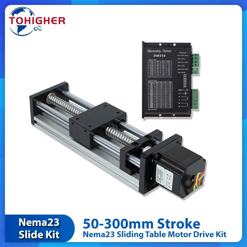 NEMA23 Motor Sliding Table Kit Linear Guide Rail Optical Axis Slide ...