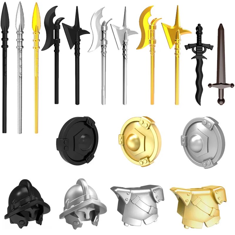 10pcs/lot Medieval Castle Knight Weapons Helmet Armor Shield Halberd ...