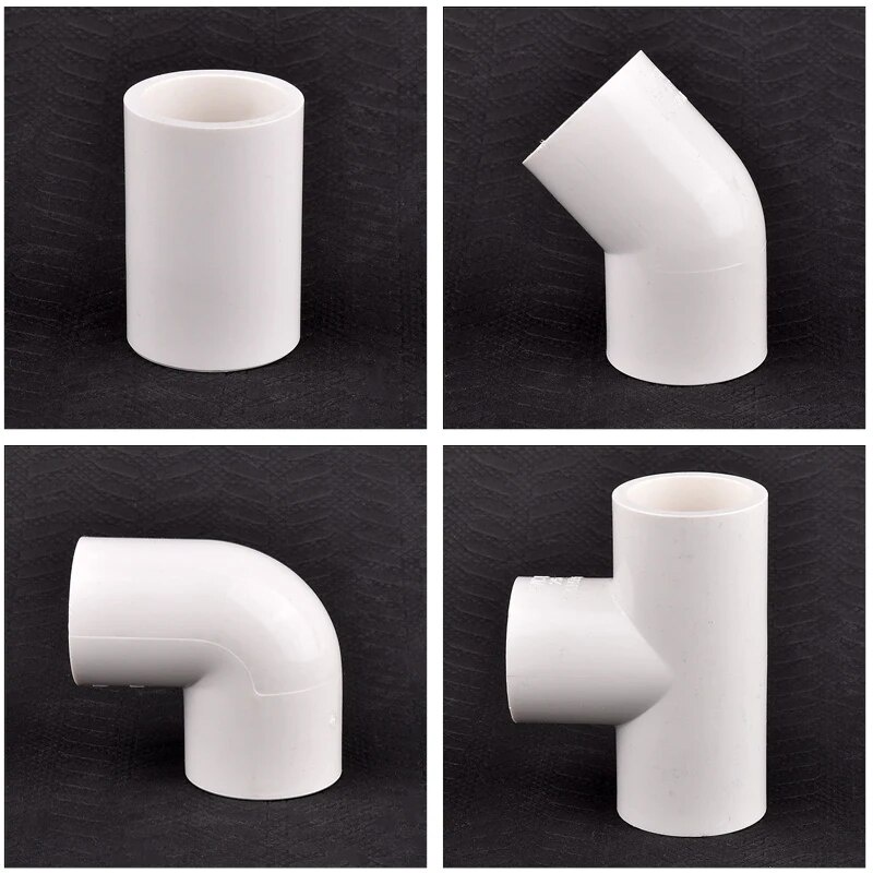 White 20/25/32/40/50mm PVC Pipe Fittings Straight Elbow Tee Connectors ...
