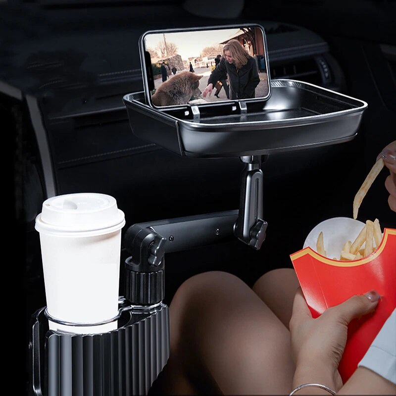 Livingfun 2 in 1 Portable Car Cup Holder Attachable Meal Tray Expanded ...