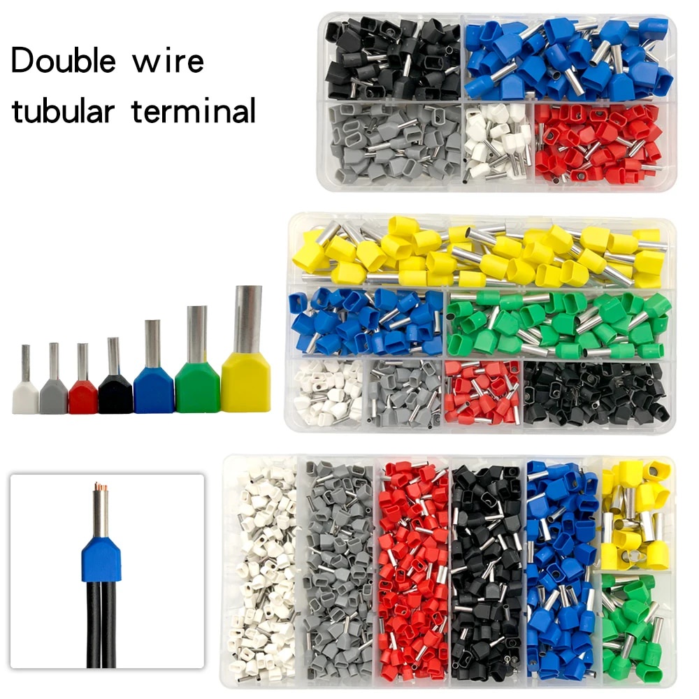 Double Wire Tubular Terminal TE0.5-6.0mm 250/320/900pcs Box Ferrule ...