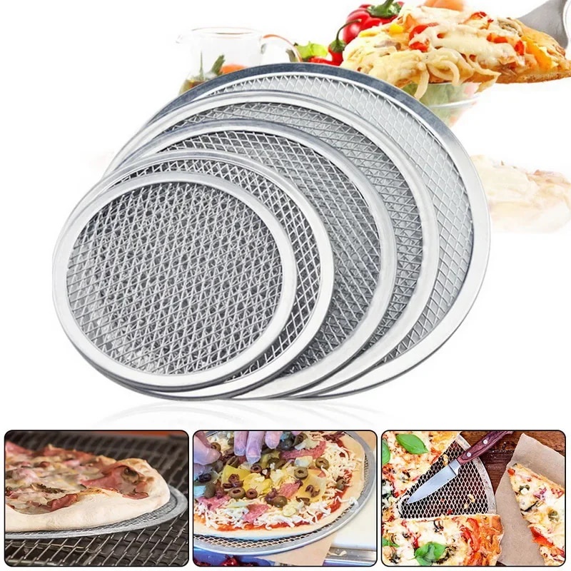 Non Stick Pizza Pan Baking Tray Metal Net New Seamless Aluminum Metal ...