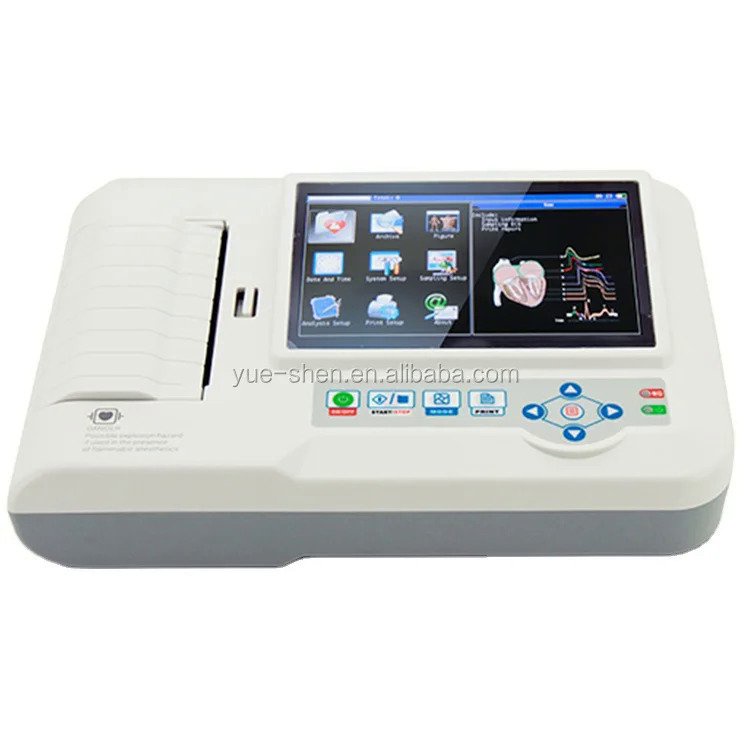Ysenmed Touch Screen 7 Inch 6 Lead EKG Electrocardiogram electrode ECG six Channels portable ecg ...