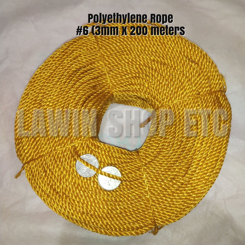 PE Nylon Rope 6 3mm x 200 meters Polyethylene Rope Tali Lubid Sampayan ...