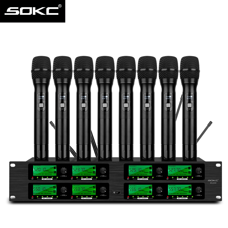 SOKC MU208 Wireless Microphone System 8 Channel U Cordless Mic Set with ...