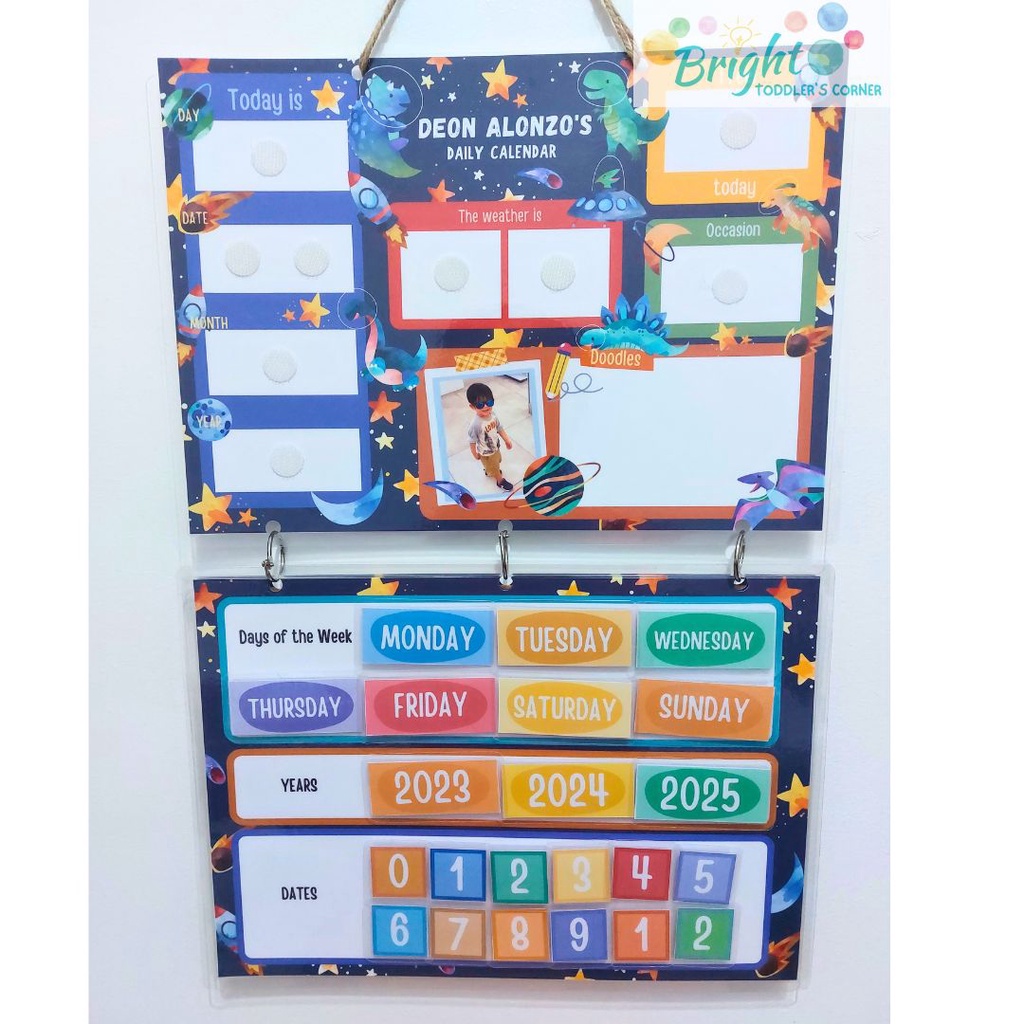 SPACE DINOSAUR Theme Personalized Laminated Daily Calendar for Kids ...