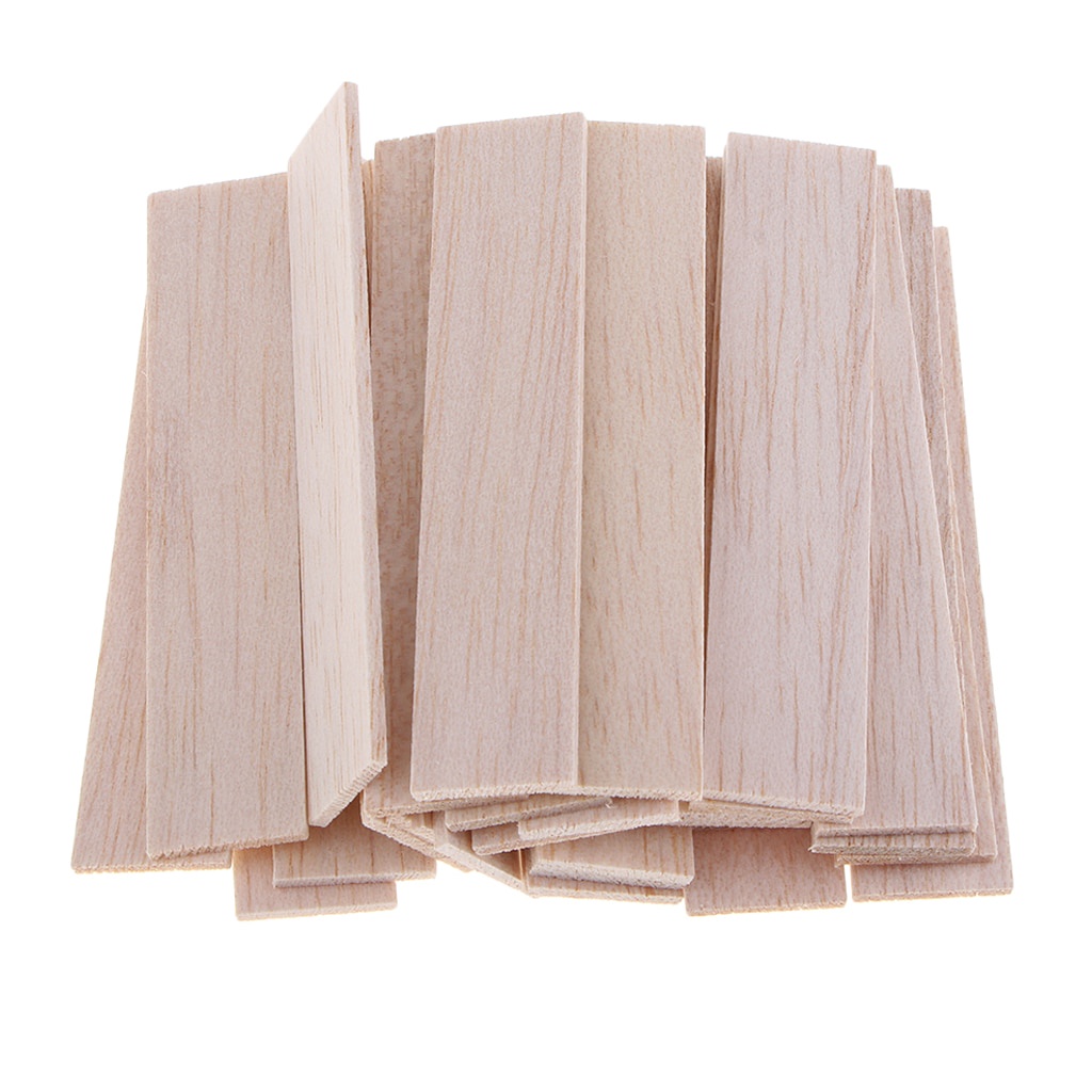 3mm Thick Rectangular Natural Balsa Wood Stick Woodcraft Flat Dowel for ...