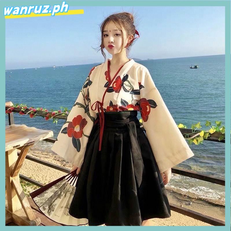 Kimono Sakura Japanese Style Floral Print Vintage Dress Woman Oriental ...