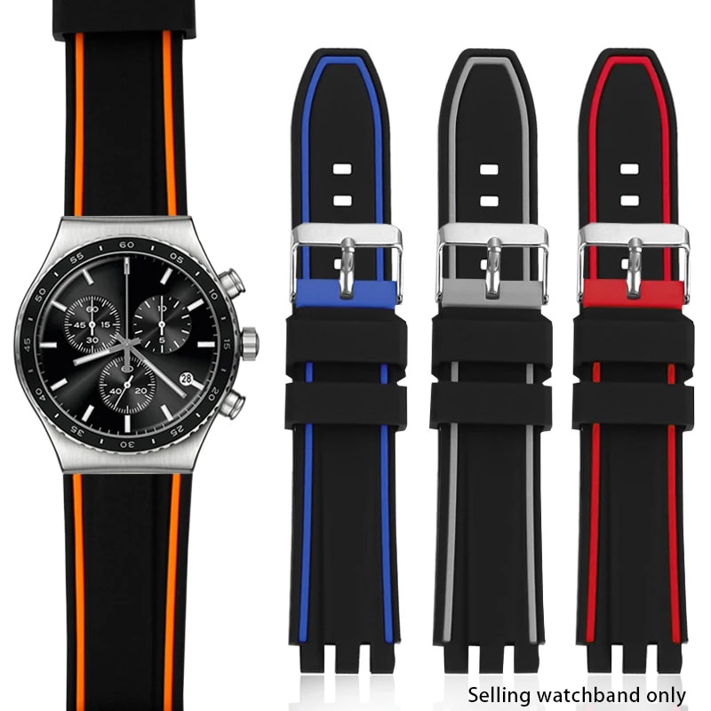 19mm 20mm 21mm Rubber Watchband for Swatch Men Watch Strap YVS400 ...