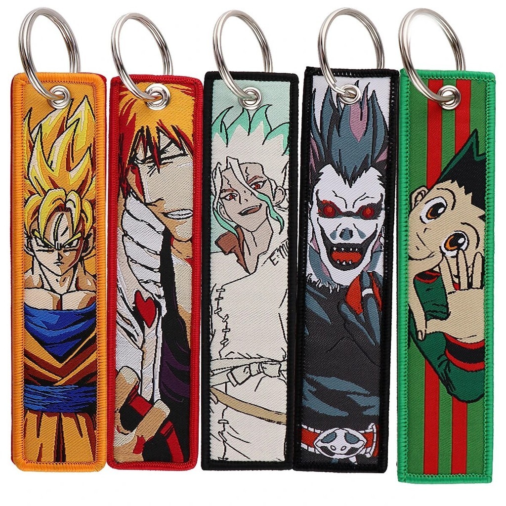 Anime Dragon Ball Embroidery Key Tag Key Fobs Death Note Ryuk Keychain ...