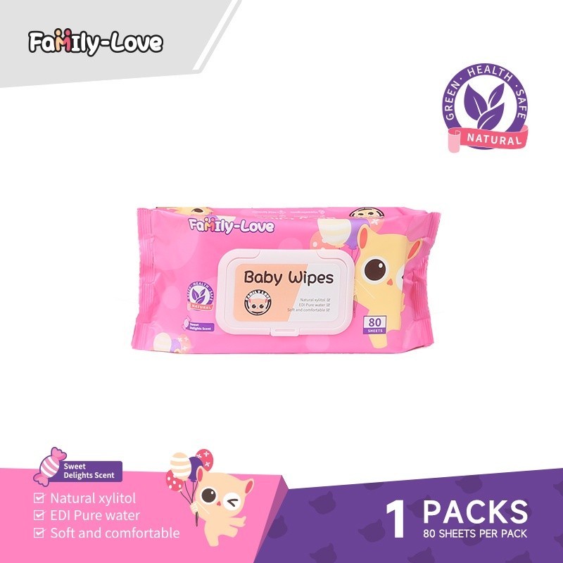 FamilyLove Sweet Delights Scent Baby Wipes 80's Pack of 1 | Shopee ...
