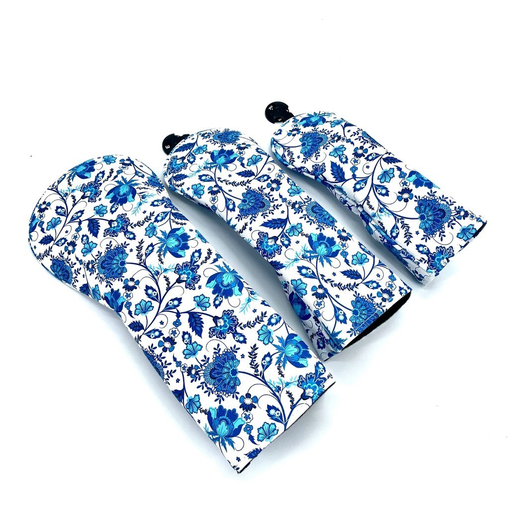 Golf Blue cherry blossoms pattern Head cover Driver Head Covers Fairway ...