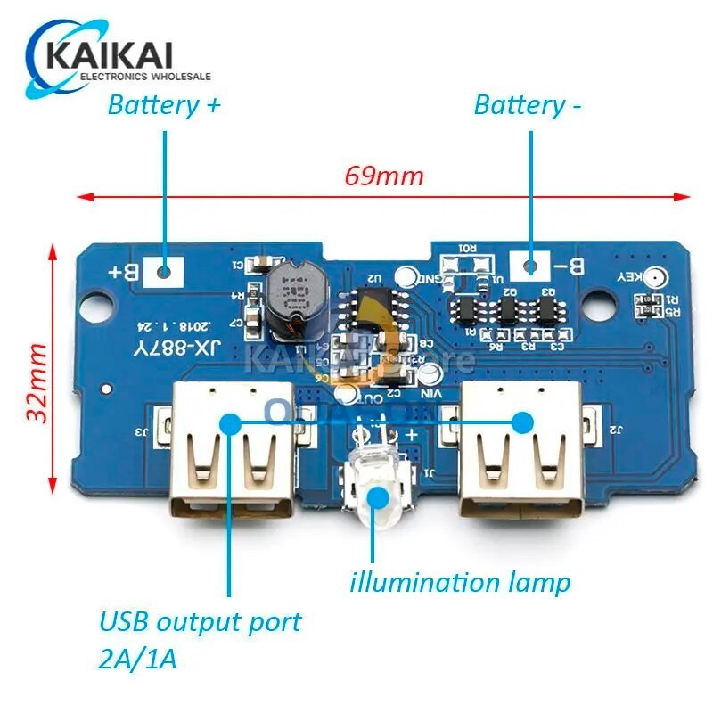 5V 2A Power Bank Charger Module Charging Circuit Board Step Up Boost ...