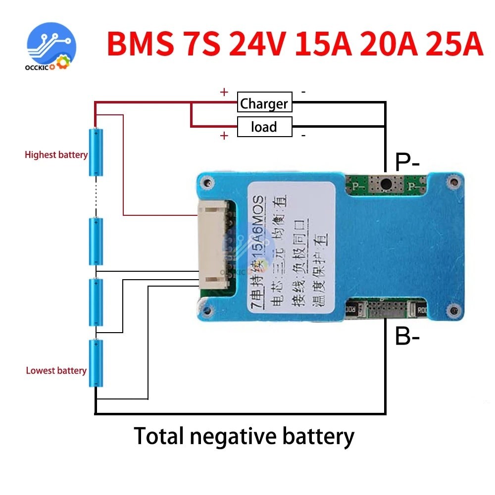 BMS 7S 24V 15A 20A 25A Lithium 18650 Charging Battery Balance PCB ...