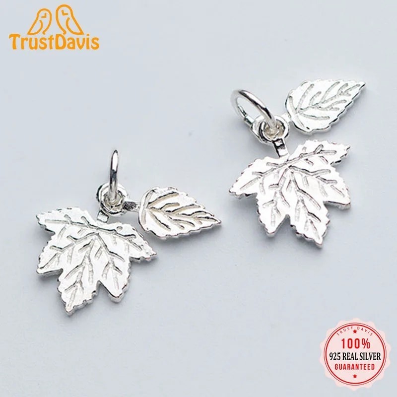 TrustDavis Real 925 Sterling Silver Fashion Sweet Letter Double Maple ...