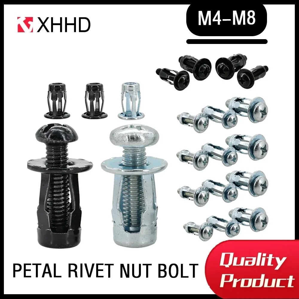 ~Petal Rivets Nuts Jack Nut Bolts Fixed License Plate Fasten Kit ...