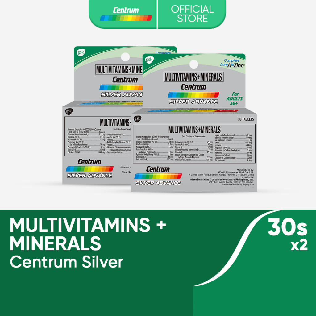 Centrum Silver Advance Multivitamins + Minerals 30s x2 | Shopee Philippines