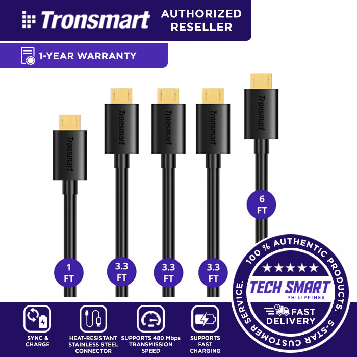 Tronsmart Premium Micro USB Cable Gold Connector (5-Pack) | Shopee ...