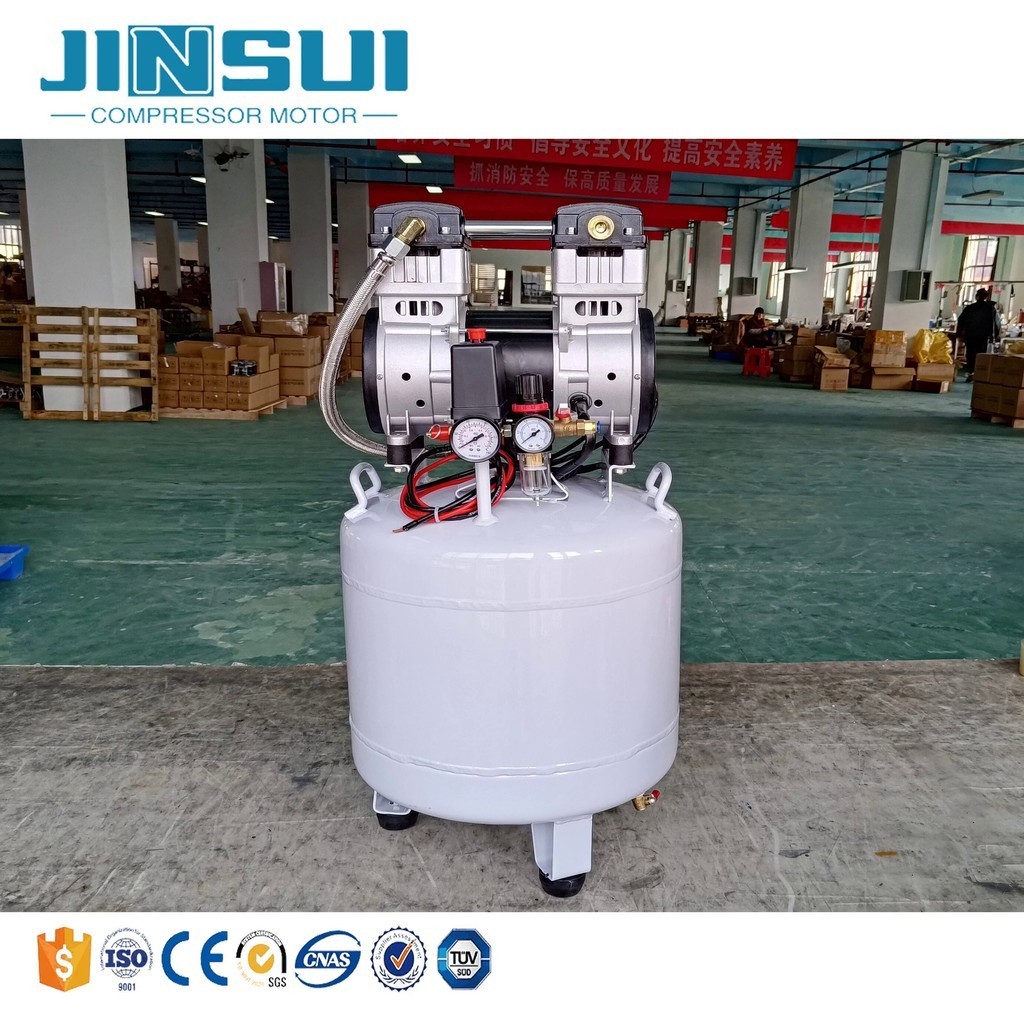 Silent 1HP 2HP Oil Free Oilless Air Compressor Double Piston 8Bar ...