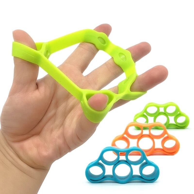♥Silicone finger resistance band grab finger joint muscle trainer pull ...