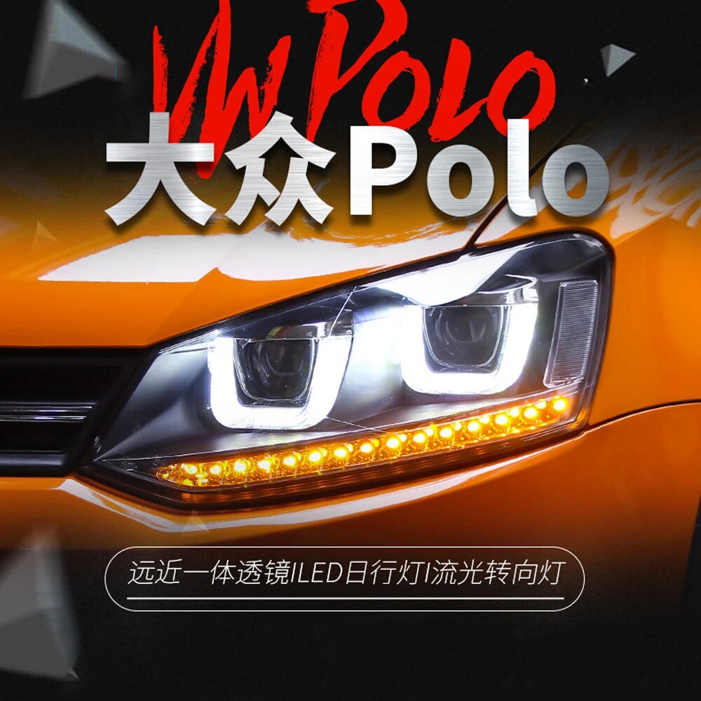 ☮For Volkswagen New POLO 2011-18 Double U LED Daytime Running Lights ...