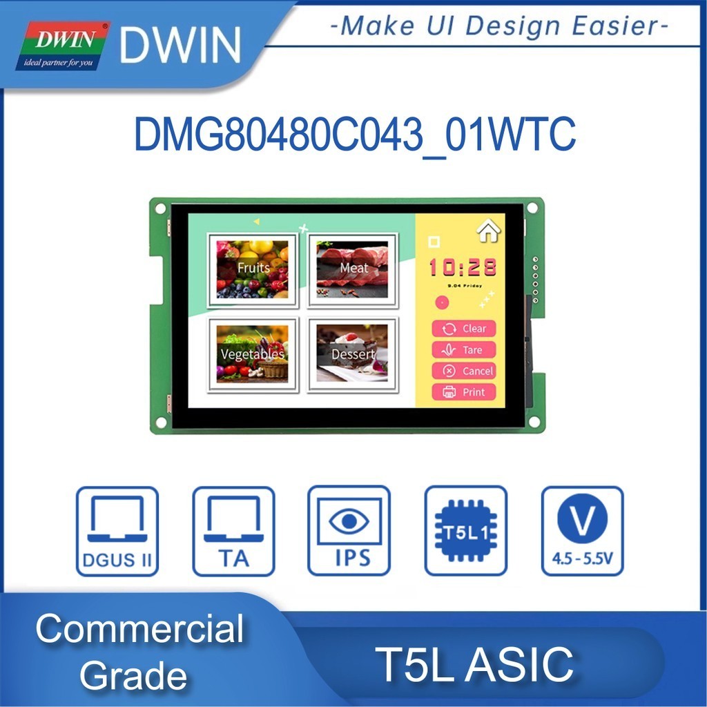 DWIN 4.3 Inch TFT LCD Module 800*480 Pixel Commercial Touch Screen TTL Smart Didplays HMI ...