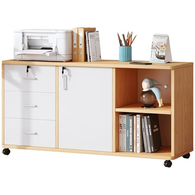 File cabinet, office side storage cabinet, wooden lockable storage ...