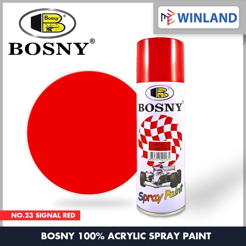 Bosny by Winland 100% Acrylic Spray Paint Signal Red No.23 | Shopee ...