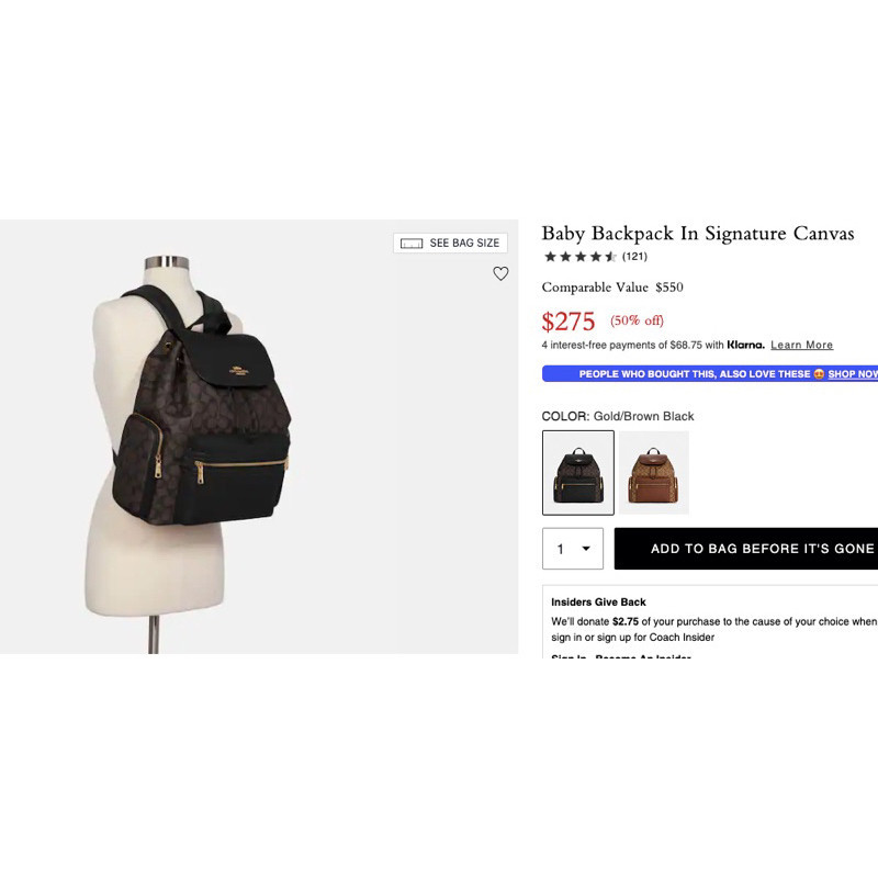AUTHENTIC/ORIGINAL Coach Baby Backpack Bag In Signature Canvas | Shopee ...