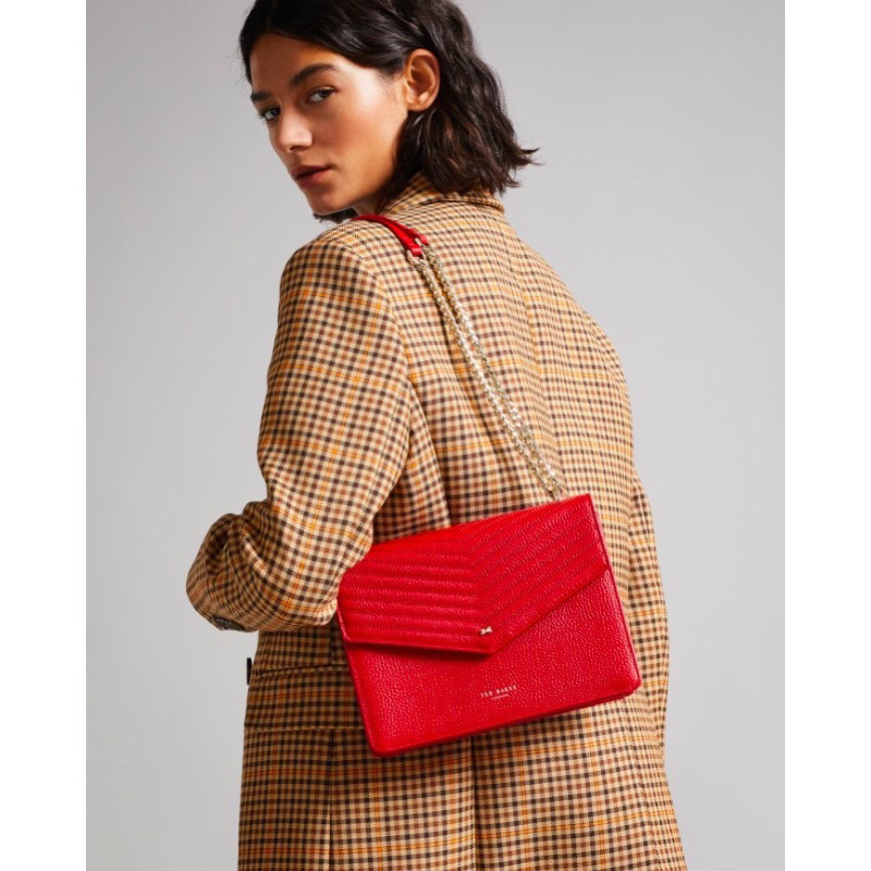 ORIG & IMPORTED TED BAKER Red Kalila Bow Detail Envelope Leather ...