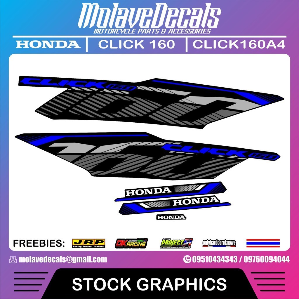 Honda Click 160 Stock Decals Blue | Shopee Philippines