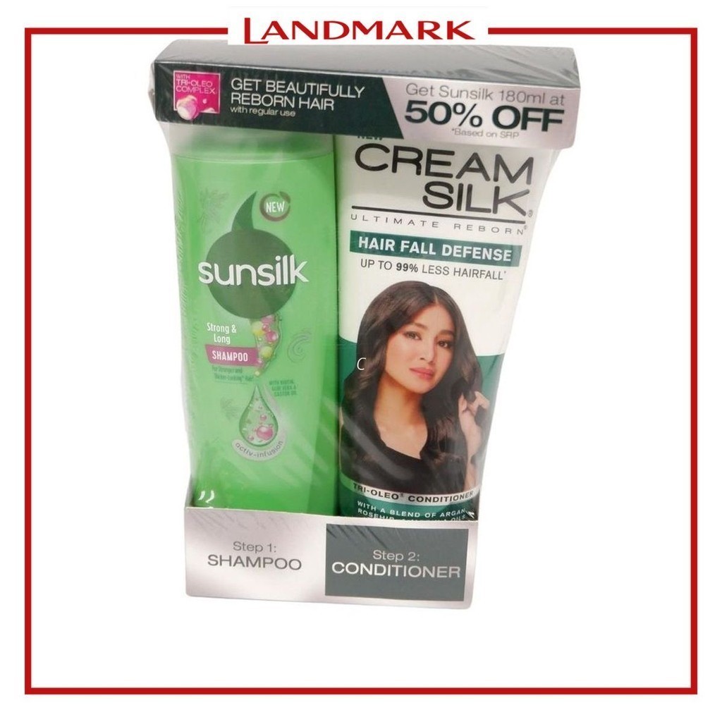 Creamsilk Hairfall + Sunsilk Green Shampoo 12 1+1 180ml+180ml | Shopee ...