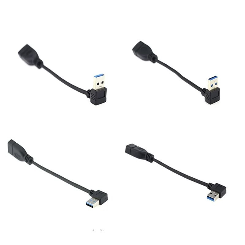 USB 3.0 male to female elbow extension cable adapter upper lower left ...