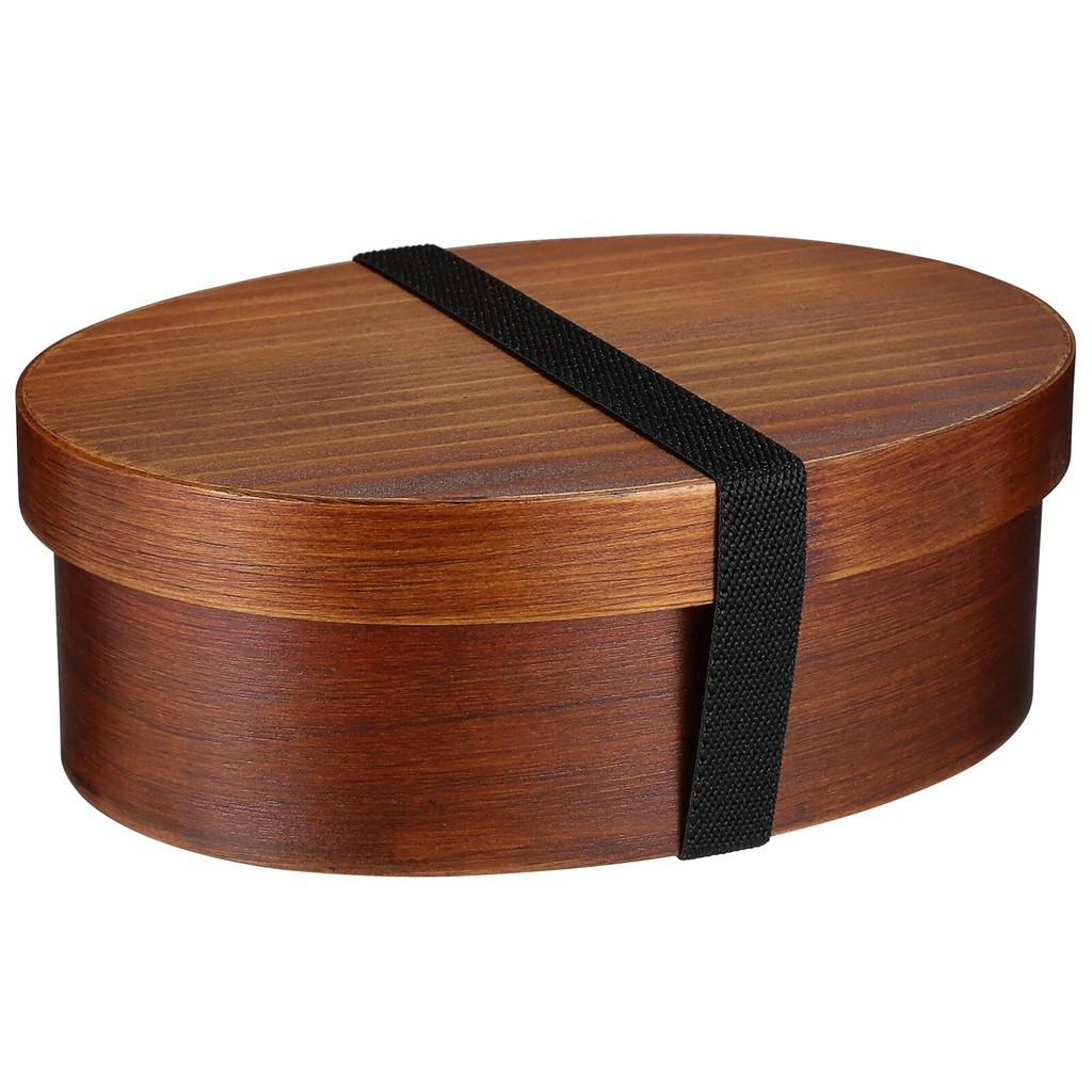 Japanese Wooden Lunch Box Single Layer 3Grids Sushi Box Food Storage ...