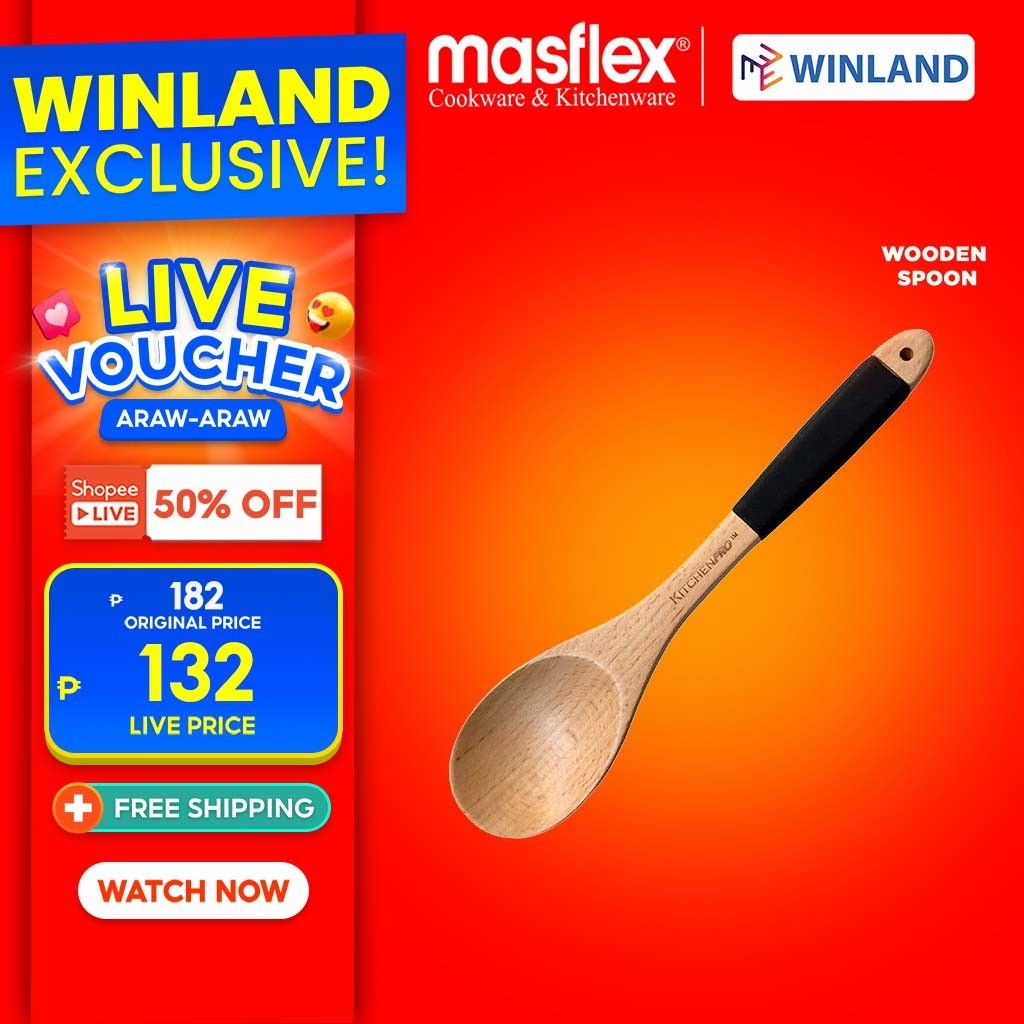Kitchenpro by Masflex Beech Wood 12 inch / 30 cm Multipurpose Spoon KN ...