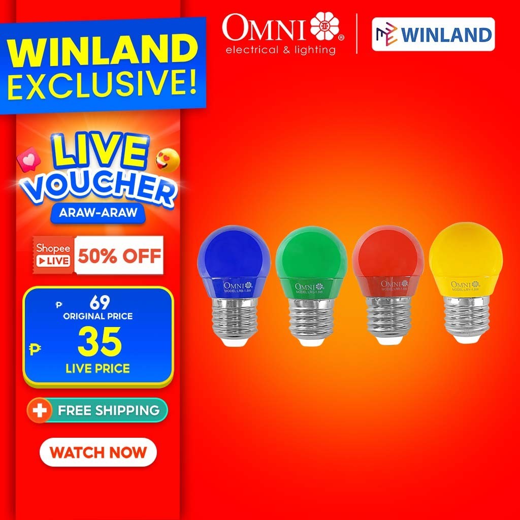 Omni by Winland Basic LED Colored Round Bulb 1.5 Watts E27 Lamp Base ...