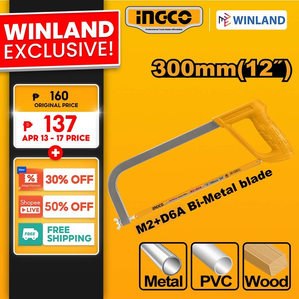 Ingco by Winland 12 Inches Hacksaw Frame Hack Saw Lagare with Blade ...