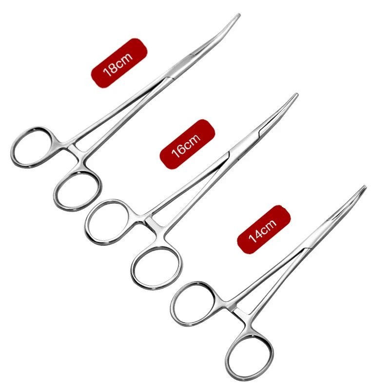 14/16/18cm Stainless Steel Hemostatic Forceps Clamp Veterinary Curved ...
