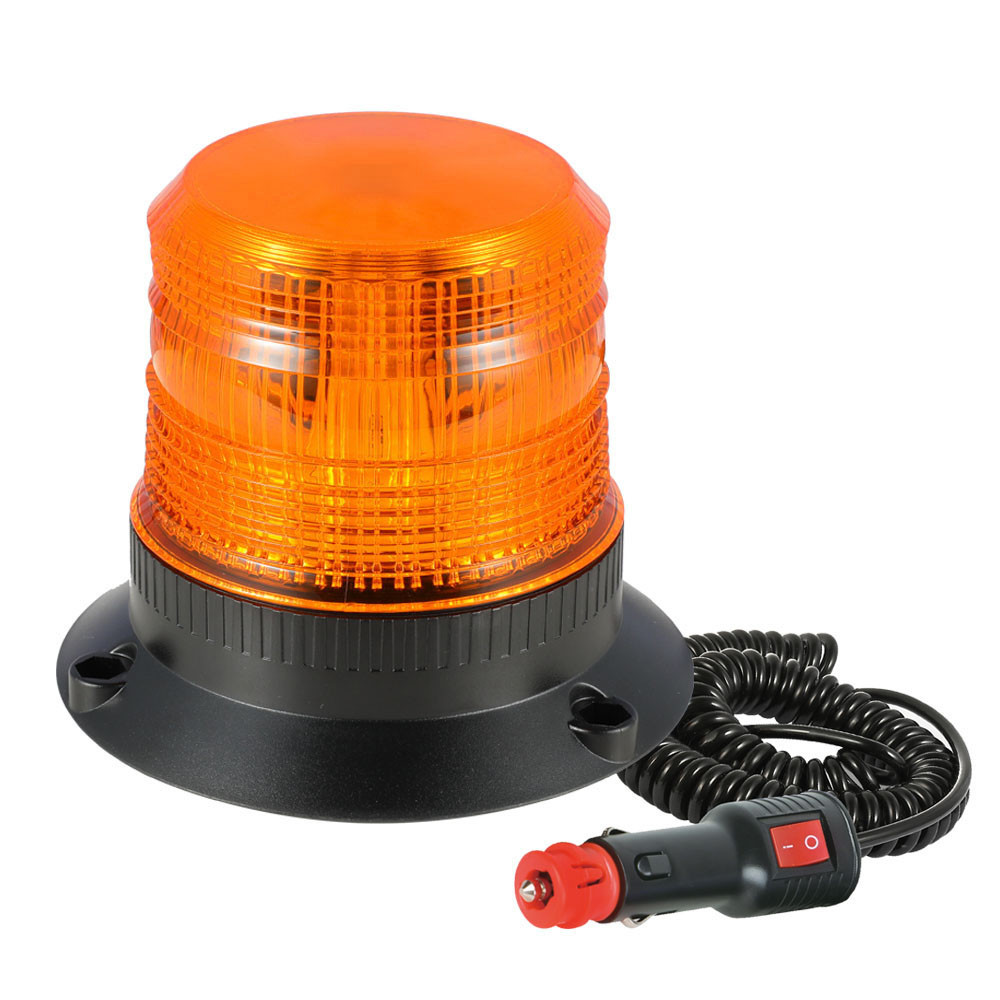 LED warning amber flashing beacon light DC 12-80V light magnetic base ...